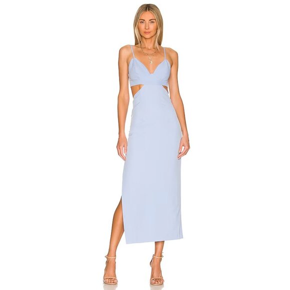 Bardot | Dresses | Bardot Cut Out Slit Dress Midi In Light Blue | Poshmark